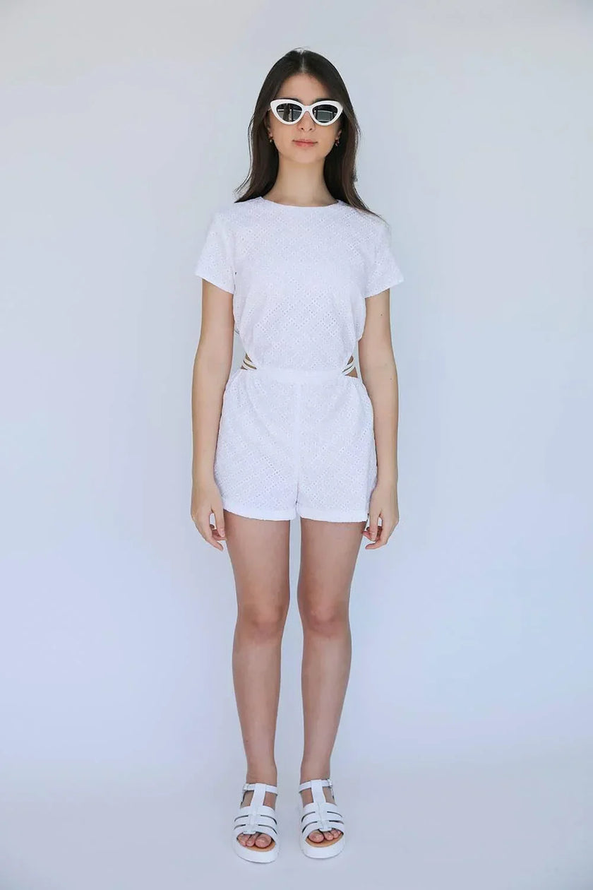 Copy of MEET-MARIE TWEEN Maria White Embroidered Romper Cotton Cutout ...